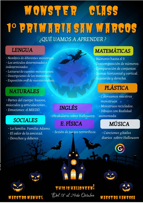 Proyecto Halloween MONSTER CLASS 1º SAN MARCOS