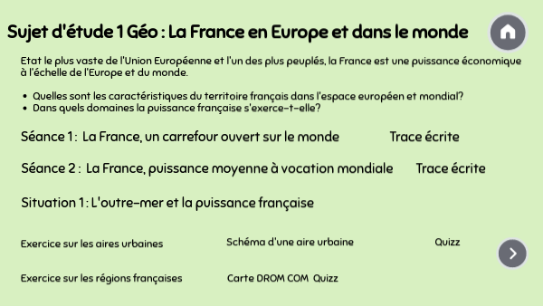 Sujet d'étude 1 Géo: la france en europe