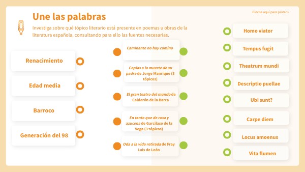 UNE PALABRAS tópicos literarios | Genially