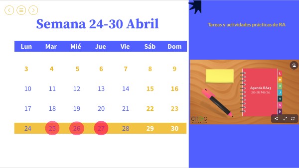 Calendario Tareas RA23 | Genially