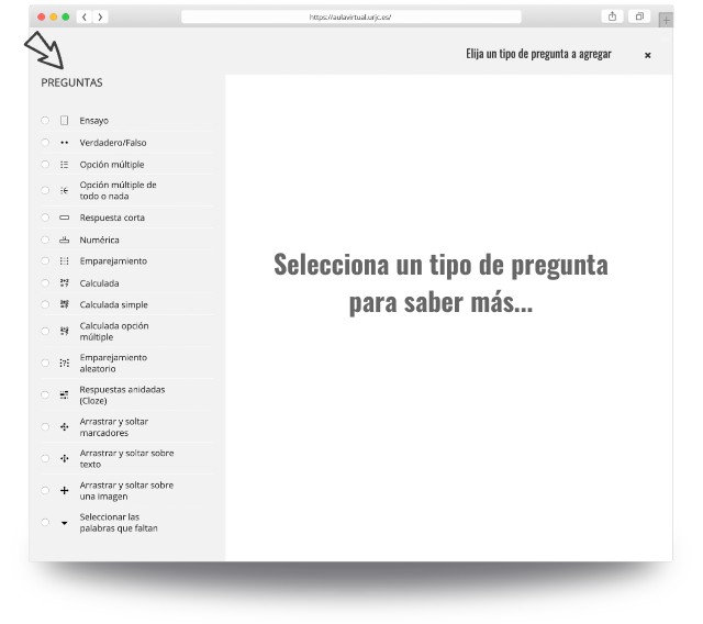 Tipos de pregunta AULA VIRTUAL 3.9