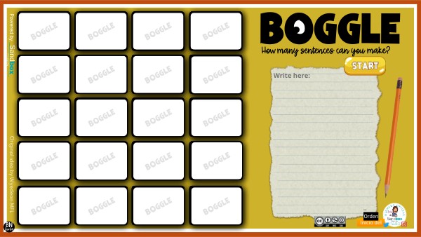 Games BOGGLE -English sentences