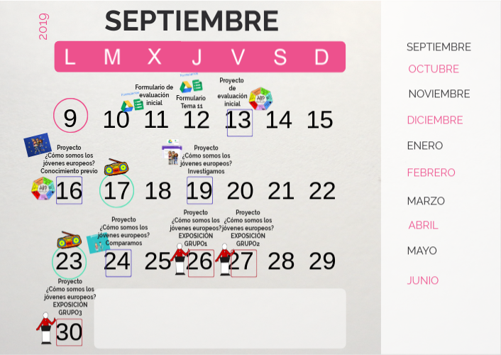 Calendario curso 2019/20 Pmar | Genially
