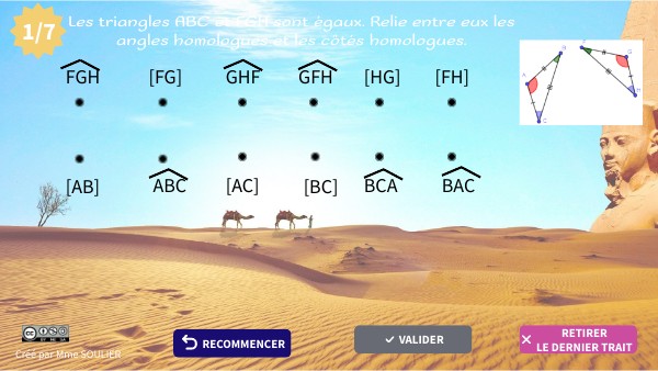 Triangles égaux, les reconnaître et utiliser le bon vocabulaire