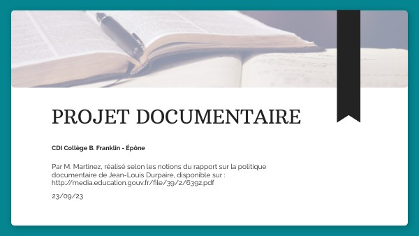 Projet documentaire 2023