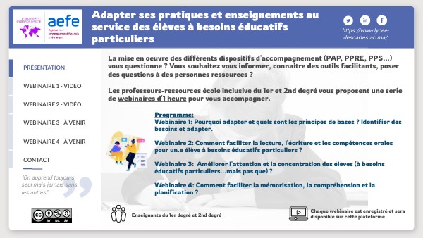 Webinaires EBEP pôle AEFE Rabat | Genially