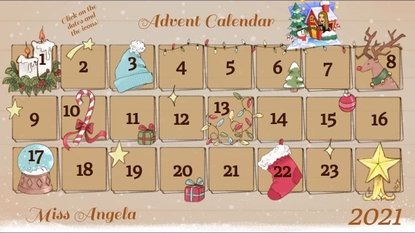 Miss Angela's ADVENT CALENDAR for 2021