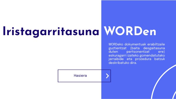 Iristagarritasuna WORDen | Genially