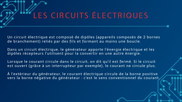 5 - PDT7 - 1 - Les circuits électriques | Genially