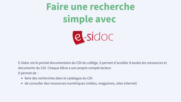 - E-Sidoc_Recherche avancée | Genially