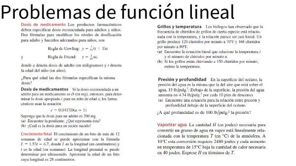 Problemas de función lineal | Genially