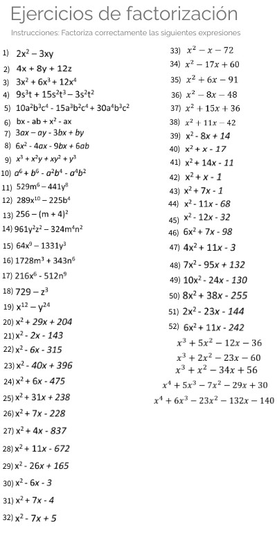 Ejercicios de factorización | Genially