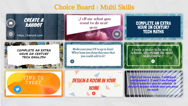 CHOICE BOARD: Multi Skills