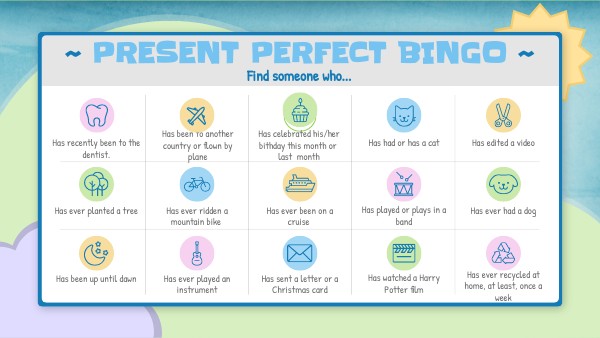 2º ESO Unit 4 Present perfect Bingo