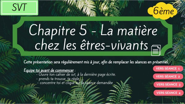 chapitre 5 la matière chez les êtres vivants | Genially