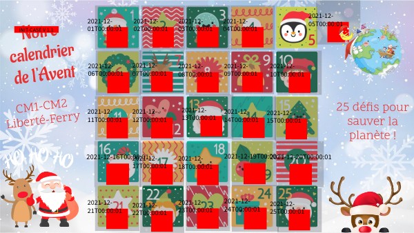 Calendrier de l'avent 2021 CM1 CM2 Liberté Ferry | Genially