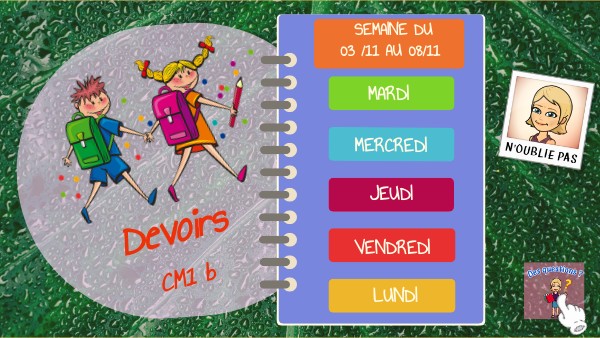 9. Devoir cm1 b 03 au 08/11 2021 | Genially