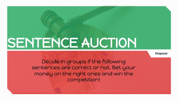 Sentence Auction 1º ESO | Genially