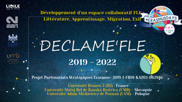Présentation DECLAME'FLE ERASMUS DAYS