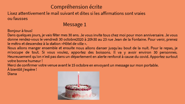 Compréhension écrite 1 | Genially