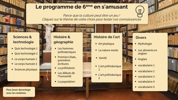 Jouons avec le programme de 6ème | Genially