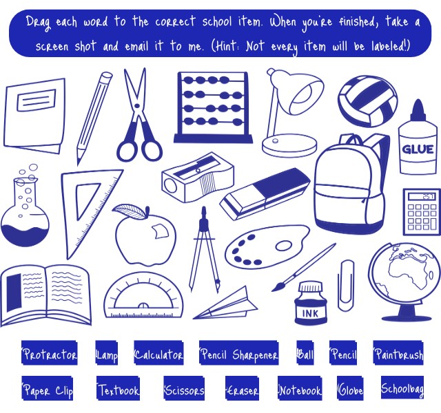 Vocabulary school things | Genially