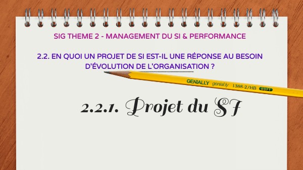 SIG 2.2.1. Projet du SI | Genially