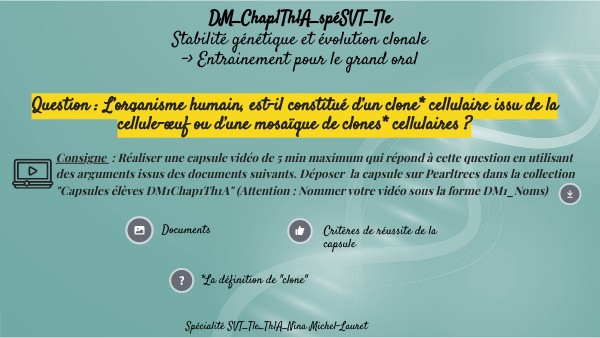 DM stabilité génétique et évolution clonale