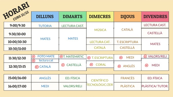 HORARI CURS 21/22 | Genially
