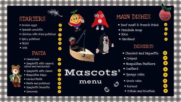 Mascot's menu
