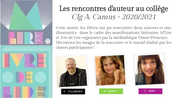 Rencontres auteur collège | Genially