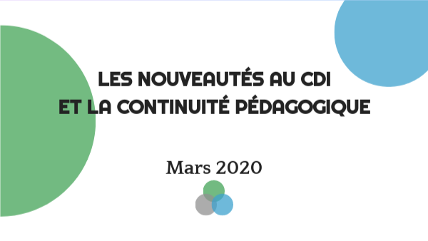 Nouveautés cdi mars 2020 | Genially