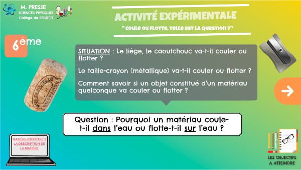 6ème_MATIERE_ ch2_densité des matériaux | Genially