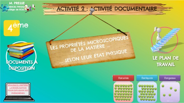 4ÈME_MATIERE_SEQ2_ACT2_Propriétés microscopiques de la matière | Genially