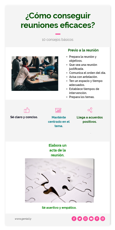 10 aspectos básicos para reuniones eficaces | Genially