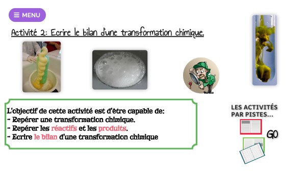 Act 2 Bilan transformation chimique | Genially