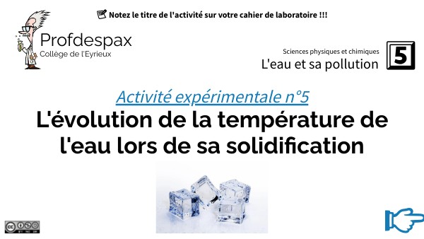 AE5 L'évolution de la température de l'eau lors de sa solidification | Genially