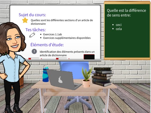 1 Ce qu'on trouve dans un dictionnaire