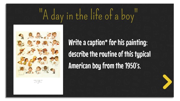 "A day in the life of a boy" - caption writing | Genially