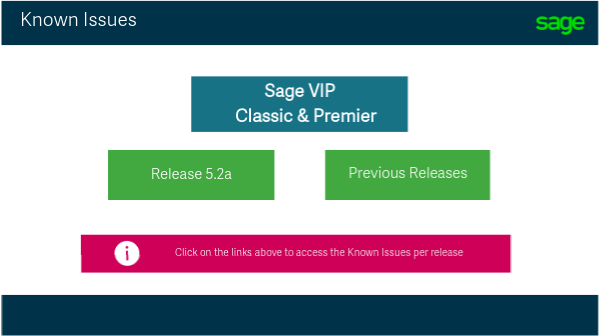 Sage VIP Known Issues | Genially