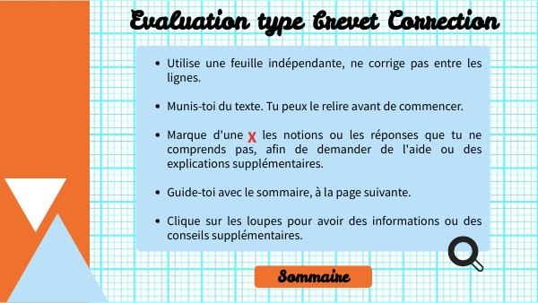 Evaluation type brevet - Correction | Genially