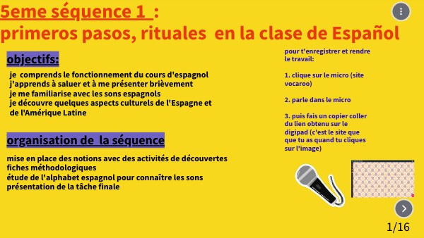 2022/2023 5eme séquence 1 : primeros pasos