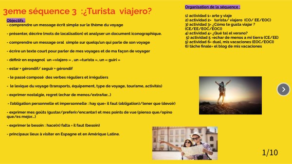 2023/2024 3eme: séquence 3 turista o viajero | Genially