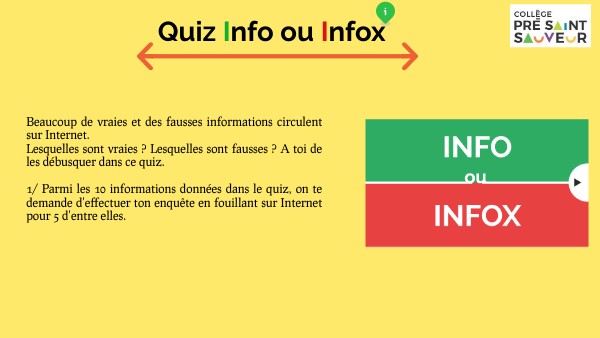 Info ou infox ? 4ème | Genially