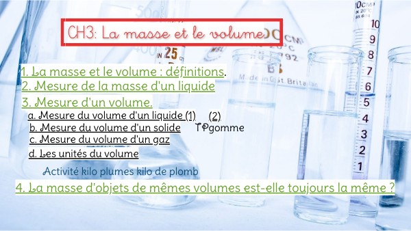 ANCIEN PGM 5e: la masse et le volume | Genially