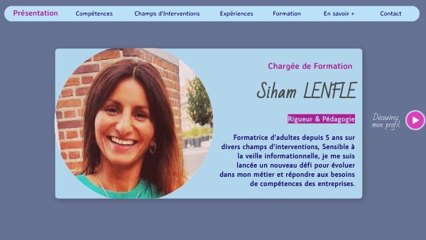 Profil CV Vidéo - Siham Lenfle, Chargée de Formation