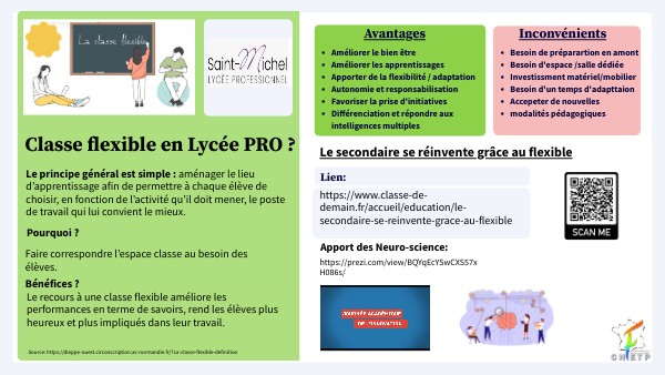 Classe flexible en lycée pro | Genially