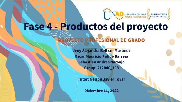 Fase 4 - Productos del proyecto | Genially