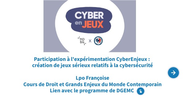 cyberEnJeux DGEMC | Genially