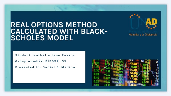 Real options method calculated with Black-Scholes model | Genially
